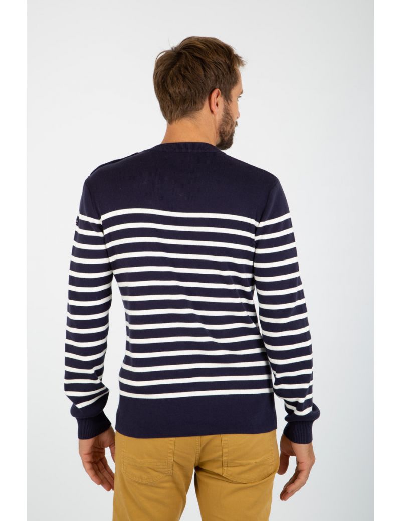 Pull marin rayé en coton pour homme "Groix" - Armor Lux - Le Kiosque Breton