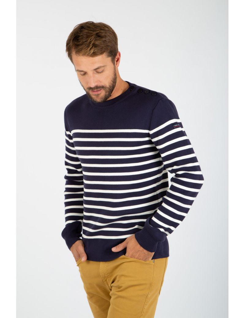 Pull marin rayé en coton pour homme "Groix" - Armor Lux - Le Kiosque Breton